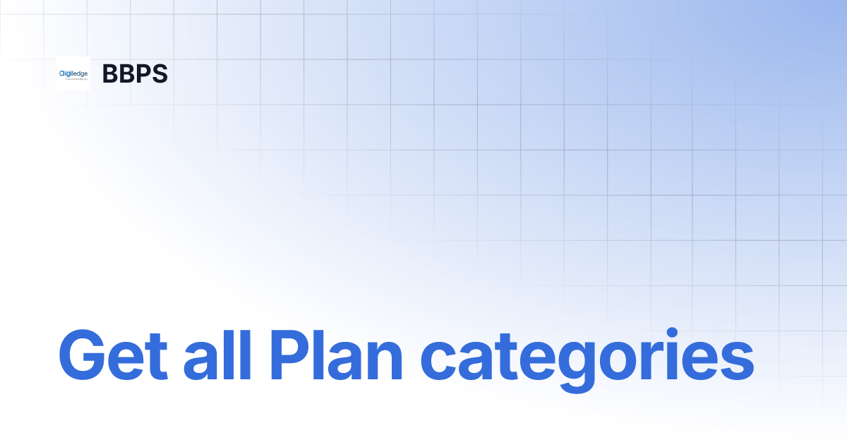 Get all Plan categories | BBPS