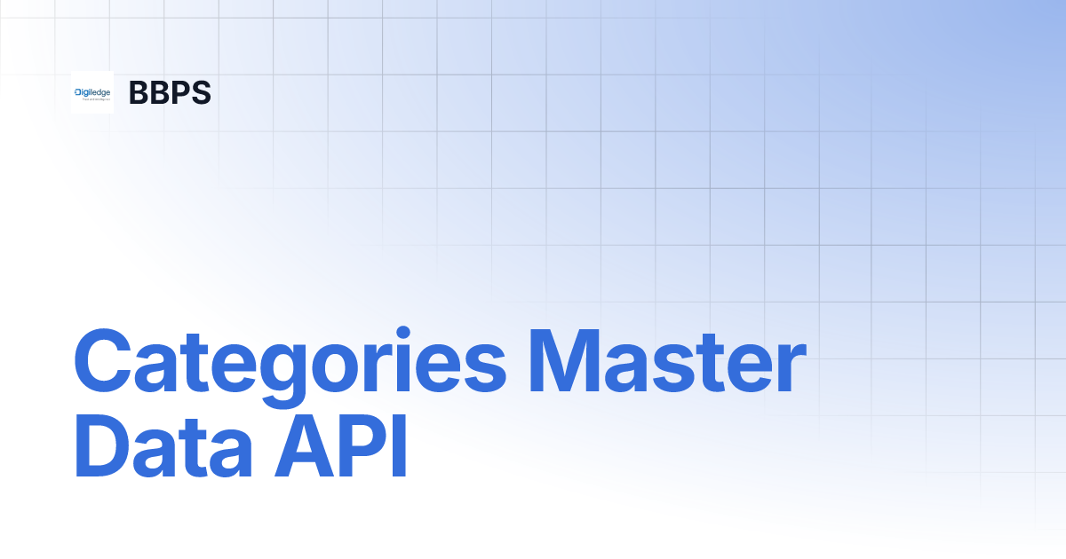 Categories Master Data API | BBPS