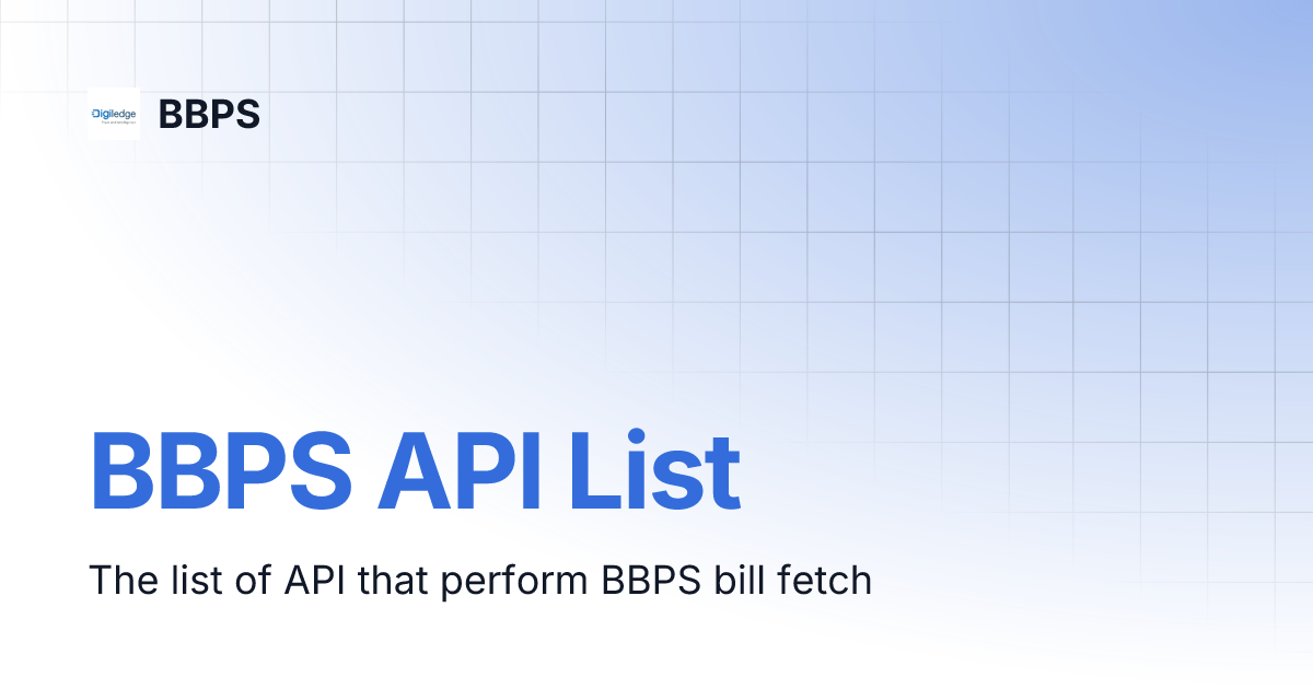 BBPS API List | BBPS
